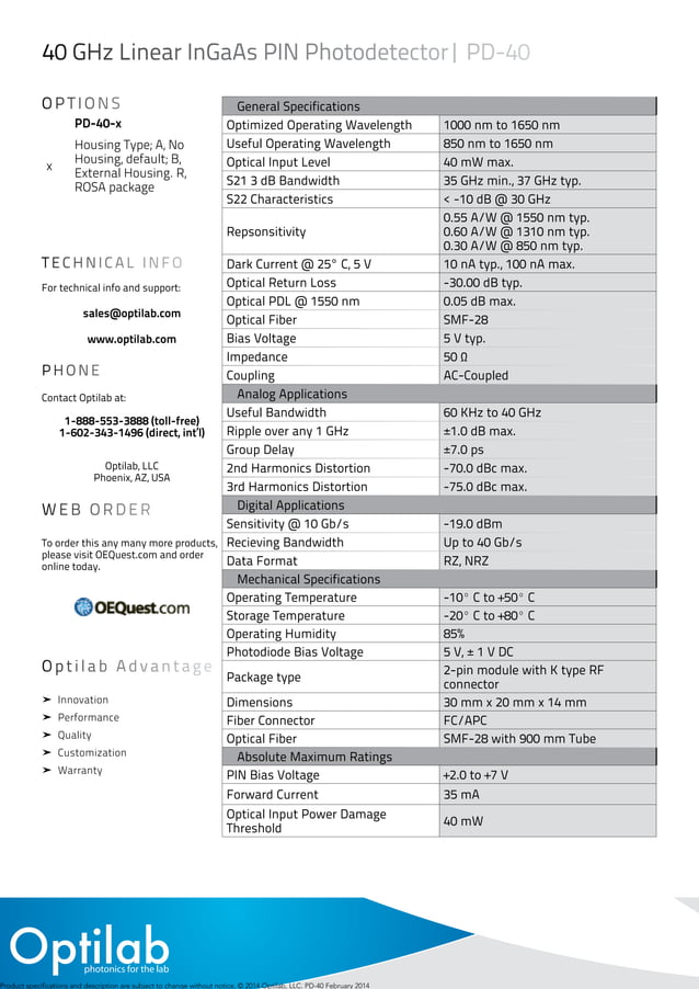 Optilab lr40eh | PDF