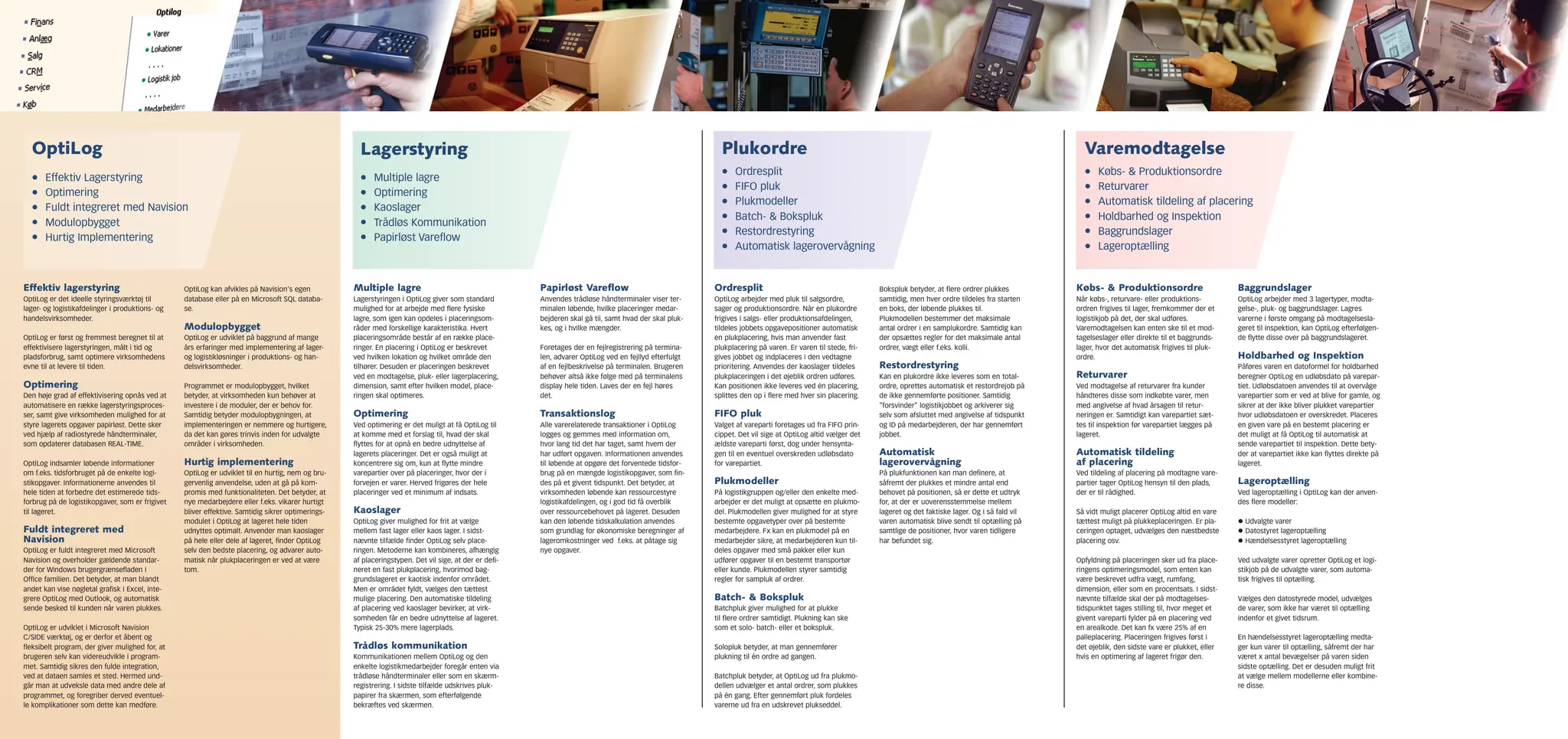 Optilog brochure. Teknisk udstyr til logistik og varelagre. | PDF