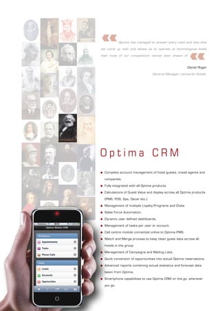 Optima Hotel Mgmt Solutions PMS, POS, GOC, all you need! | PDF