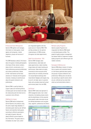 Optima Hotel Mgmt Solutions PMS, POS, GOC, all you need! | PDF
