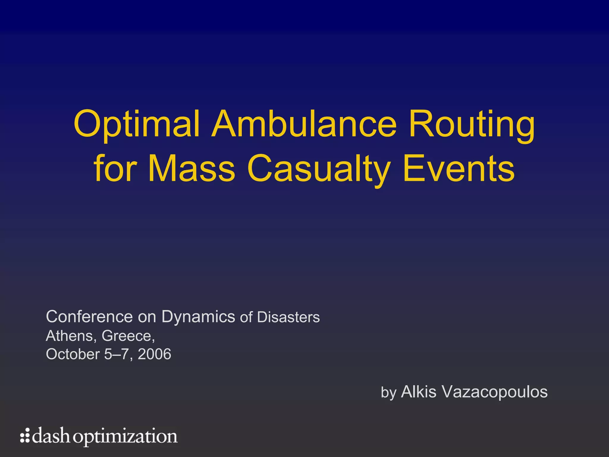 Optimal ambulance routing for mass casualty events | PDF