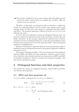 Optimal control of multi delay systems via orthogonal functions | PDF