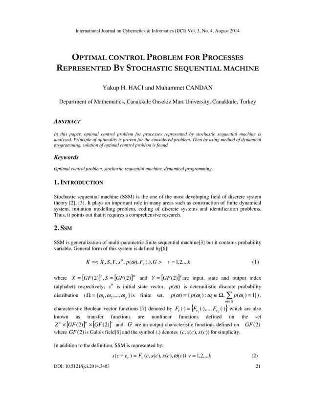 Optimal control problem for processes | PDF