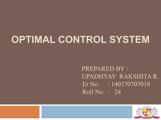 Optimal control system | PPTX