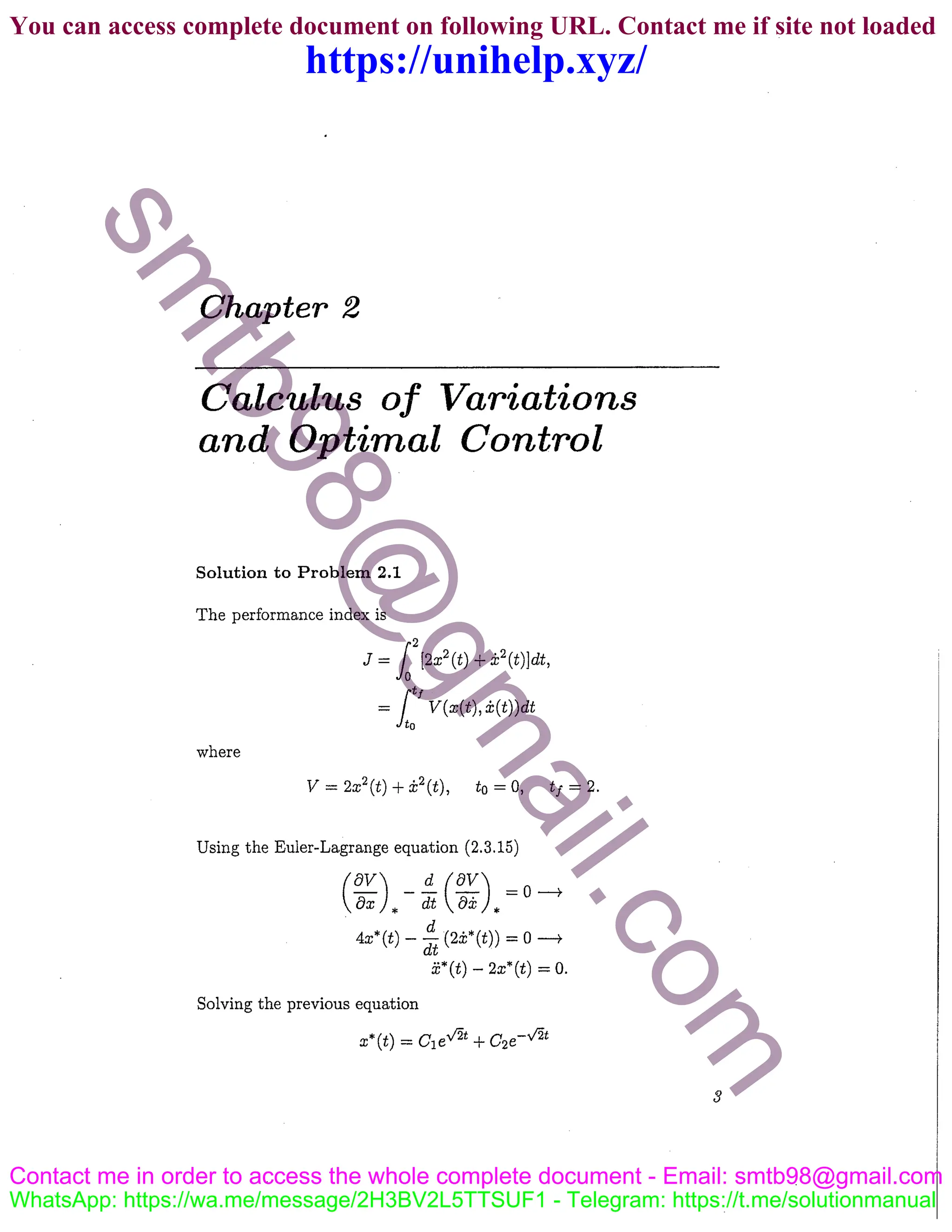 Optimal Control Systems: Solutions for Problems (1st Edition Subbaram Naidu | PDF
