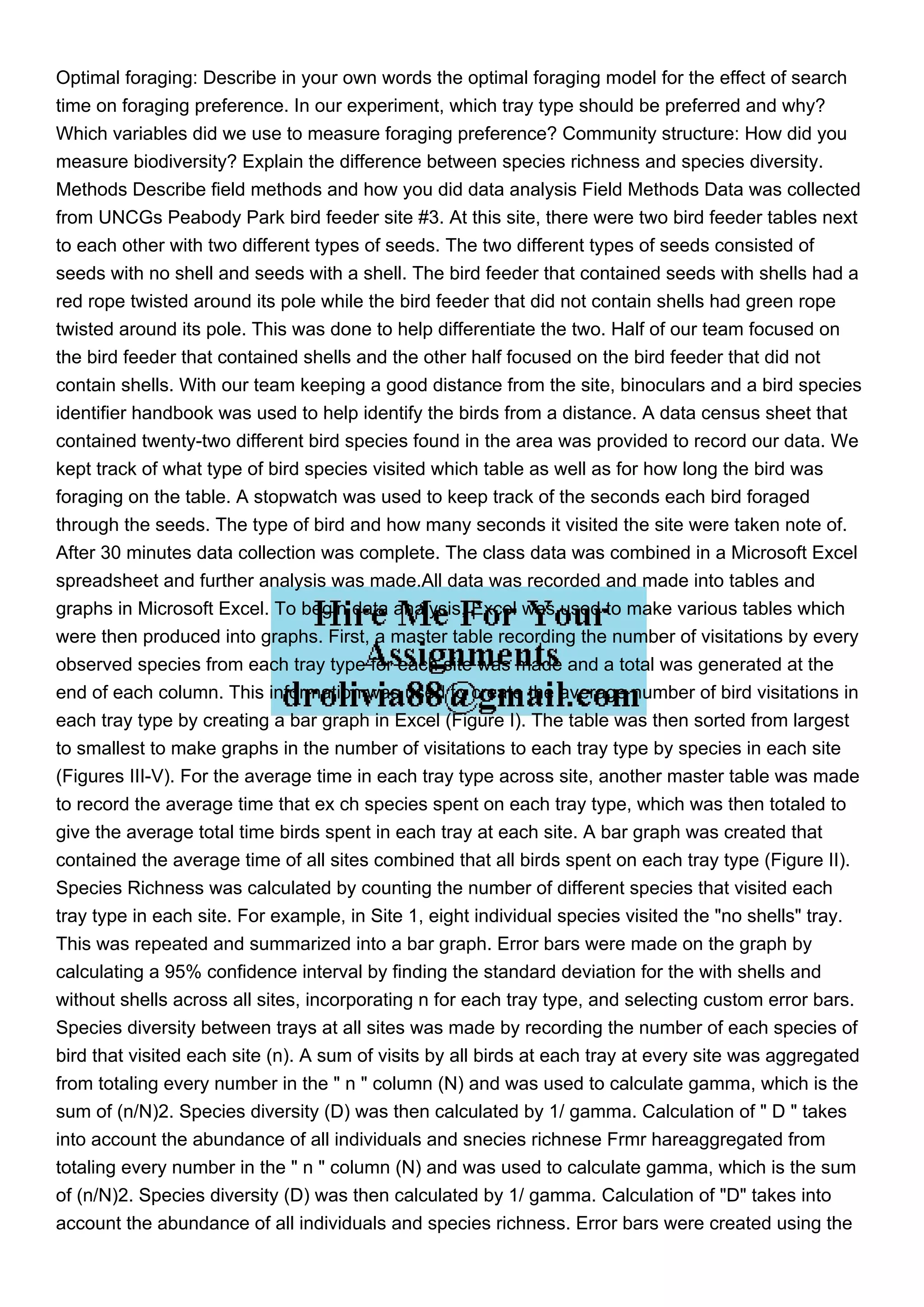 Optimal foraging Describe in your own words the optimal for.pdf