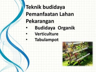 Optimalisasi pemanfaatan lahan pekarangan | PPTX