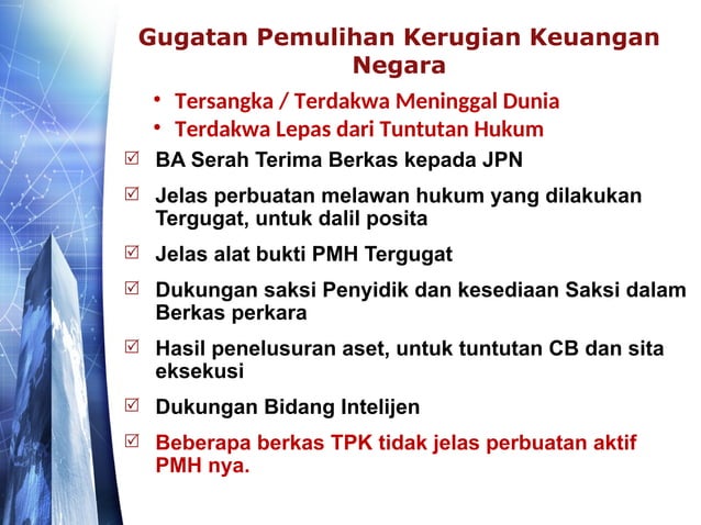 optimalisasi pemulihan kerugian negara fw.ppt