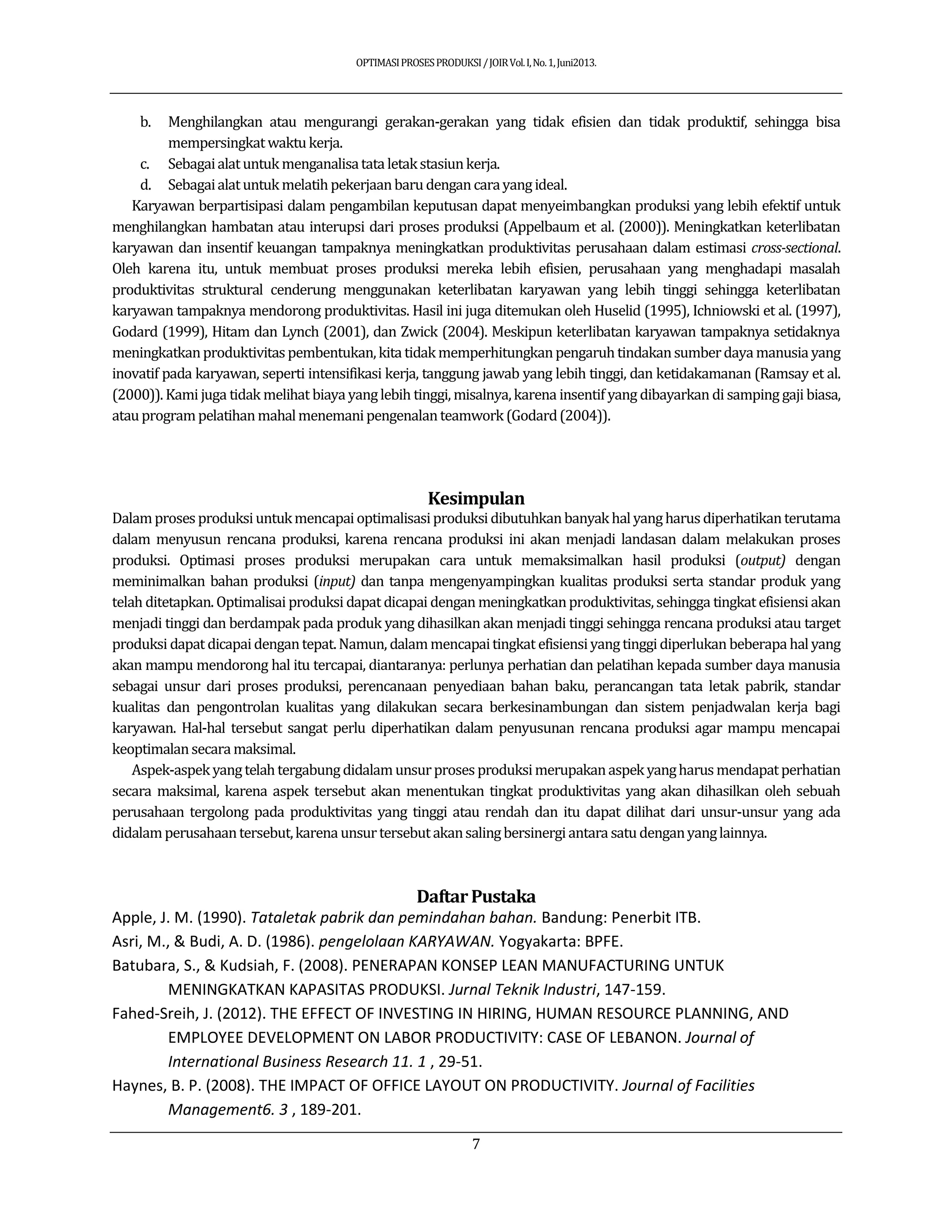 Optimalisasi proses produksi | DOCX