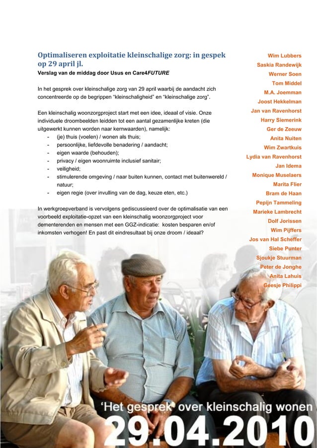 Optimaliseren exploitatie kleinschalige zorg | PDF