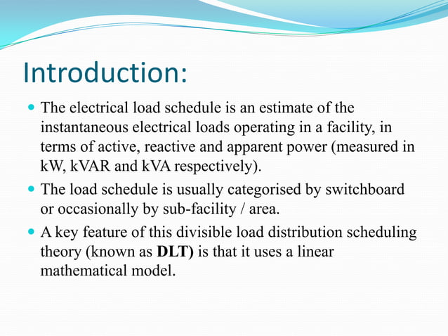 Optimal load scheduling | PPTX