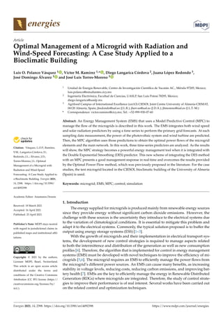 Optimal Management of a Microgrid with Radiation and Wind-Speed Forecasting: A Case Study ...
