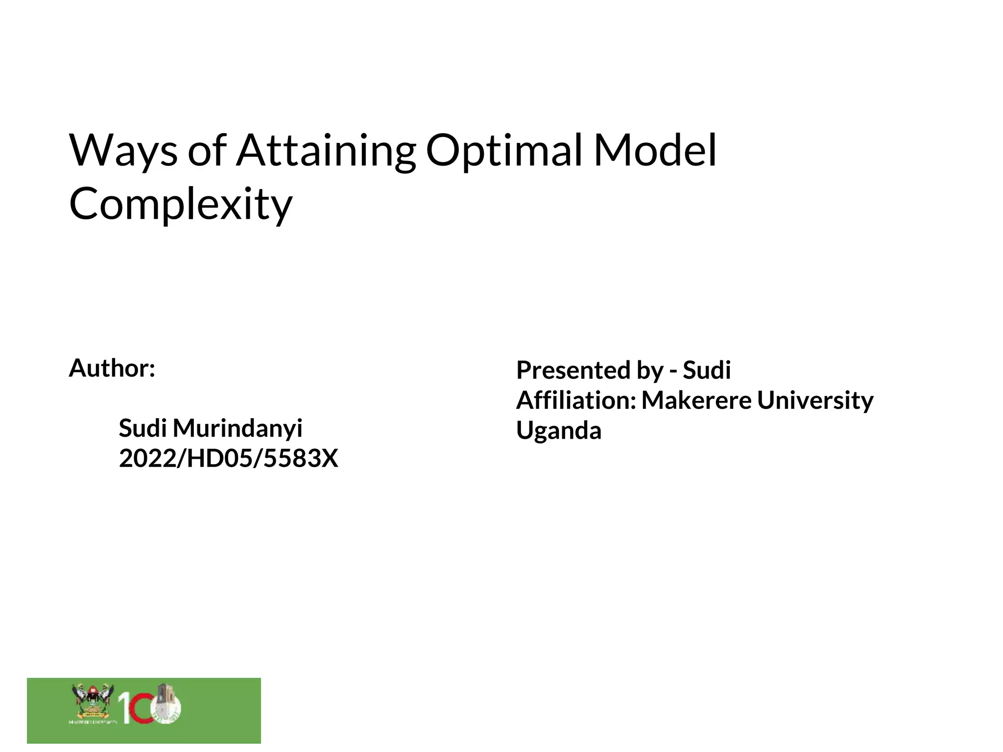 Optimal Model Complexity 1 Pptx