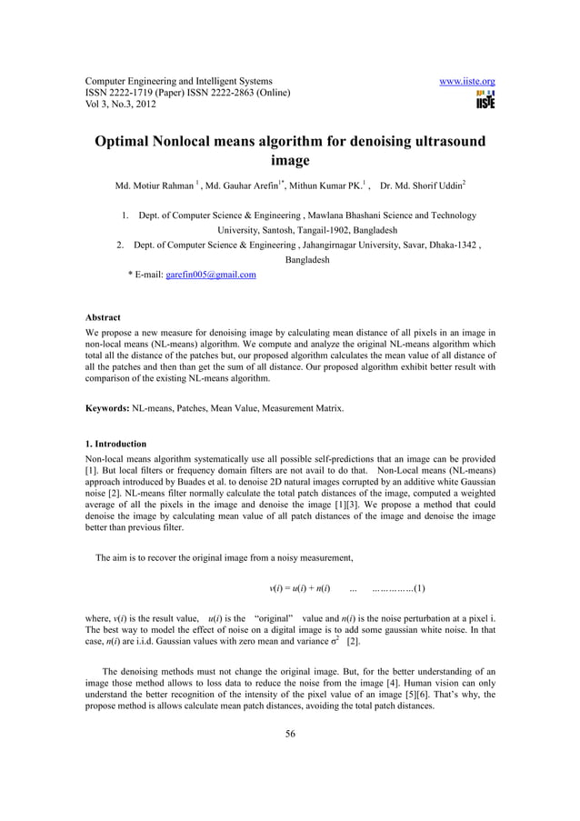 Optimal nonlocal means algorithm for denoising ultrasound image | PDF