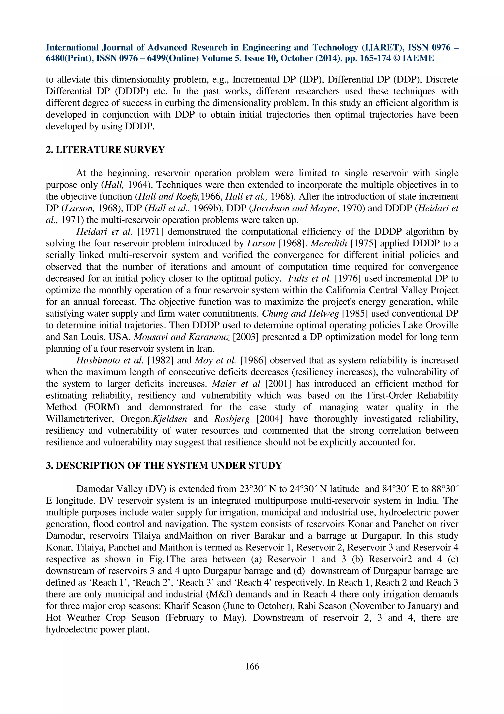 Optimal operation of a multi reservoir system and performance ...