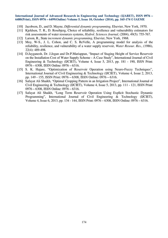 Optimal operation of a multi reservoir system and performance evaluation | PDF
