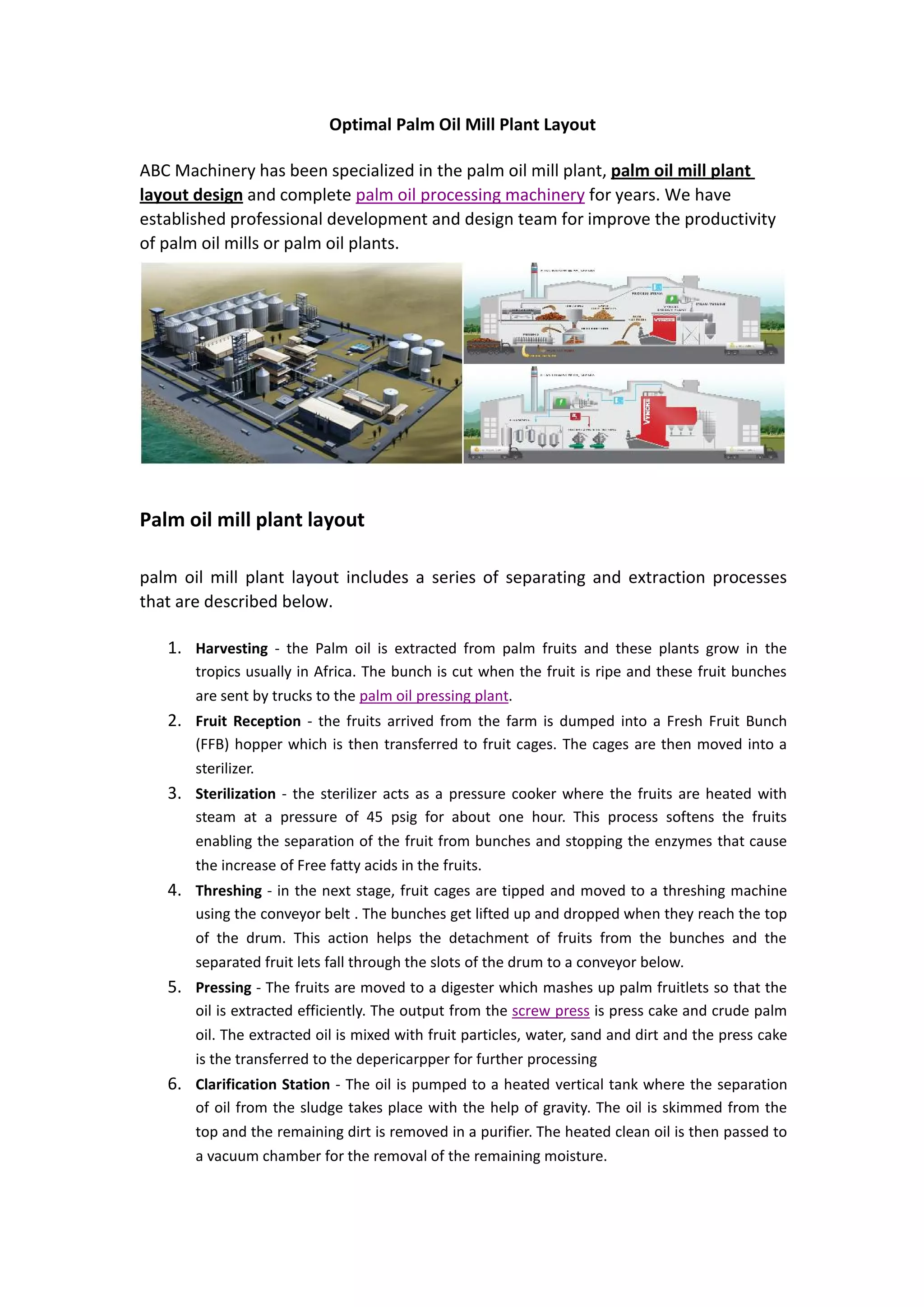 Optimal palm oil mill plant layout | PDF