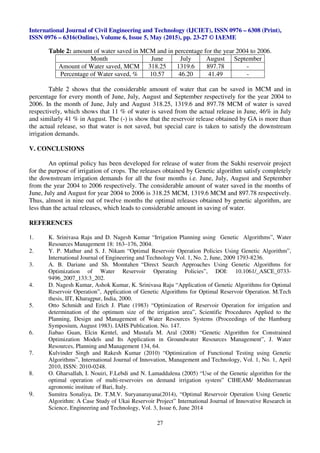 Optimal reservoir operation for irrigation of crops using genetic ...