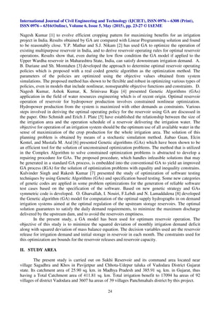 OPTIMAL RESERVOIR OPERATION FOR IRRIGATION OF CROPS USING GENETIC ALGORITHM: A CASE STUDY OF ...