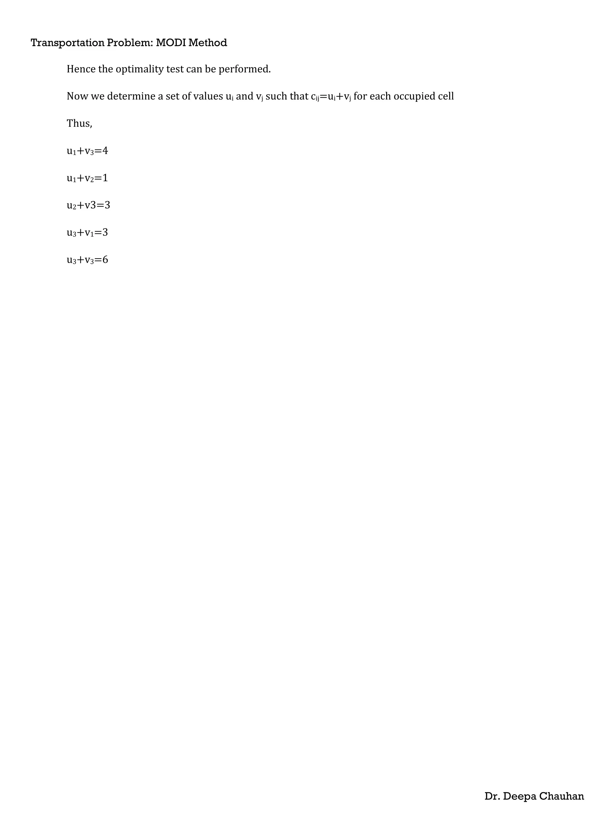 Optimal Solution by MODI Method | PDF