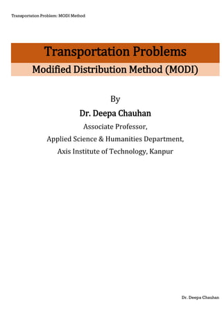 Optimal Solution by MODI Method | PDF