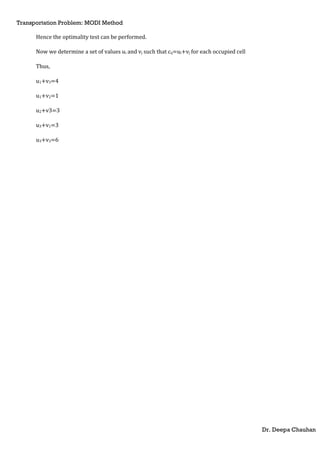 Optimal Solution by MODI Method | PDF