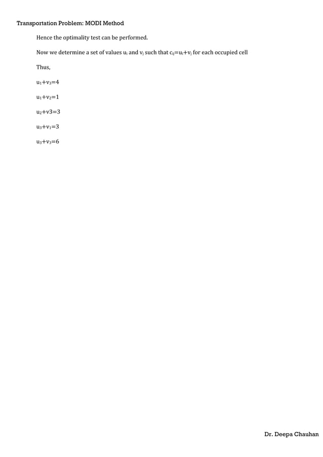 Optimal Solution by MODI Method | PDF | Technology & Computing