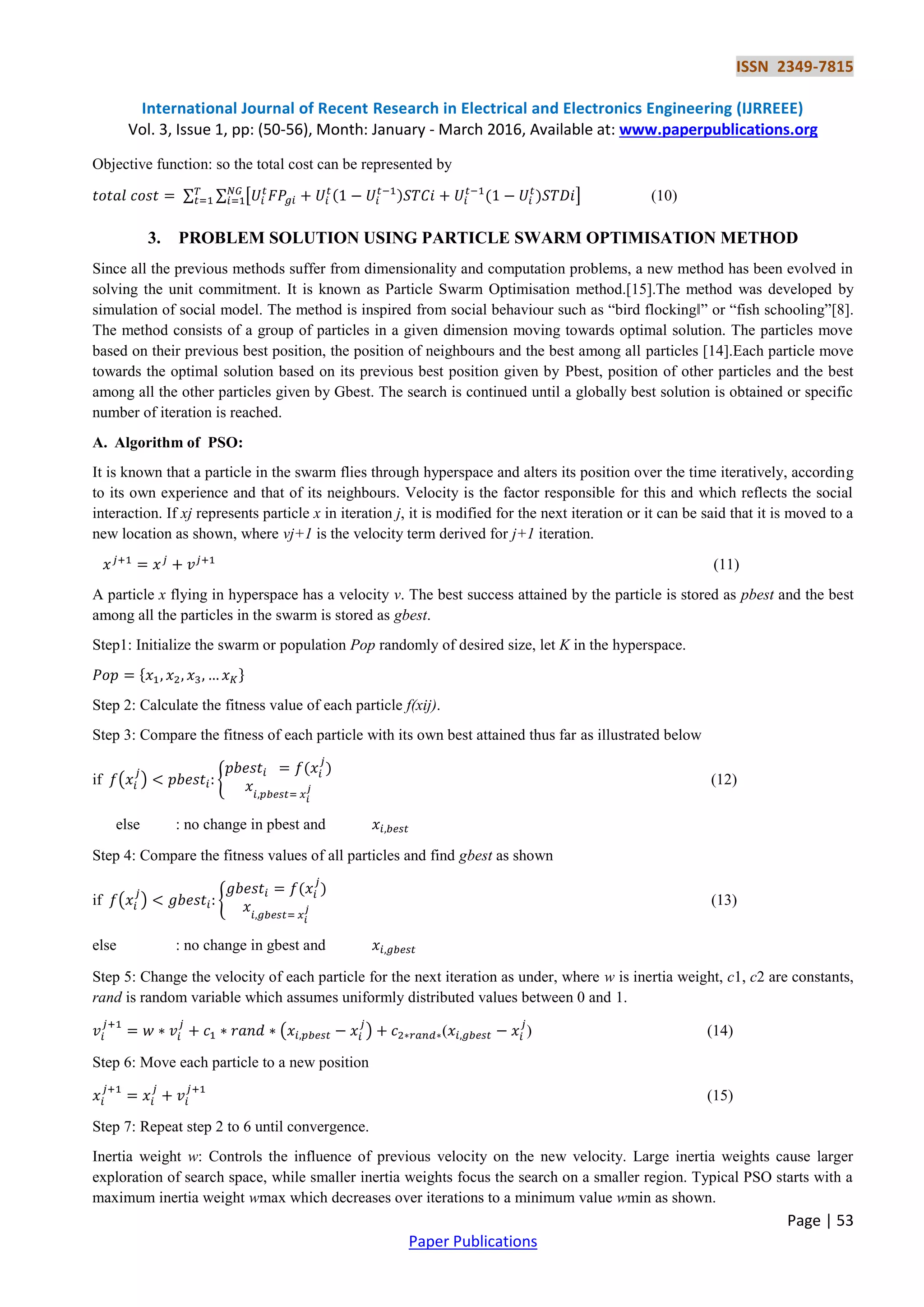 Optimal Unit Commitment Based On Economic Dispatch Using Improved 