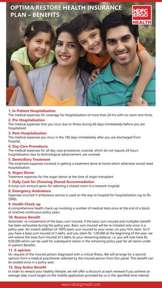 Optima restore health insurance HDFC_Ergo_Health 7008762353 | PDF