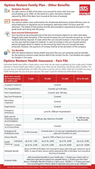 Optima restore health insurance HDFC_Ergo_Health 7008762353 | PDF