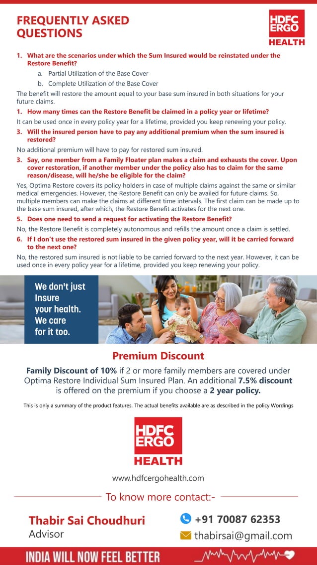Optima restore health insurance HDFC_Ergo_Health 7008762353 | PDF