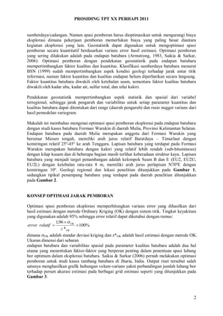 Optimasi spasi pemboran endapan batubara dengan pendekatan geostatistik 2011 | PDF