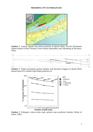 Optimasi spasi pemboran endapan batubara dengan pendekatan geostatistik 2011 | PDF