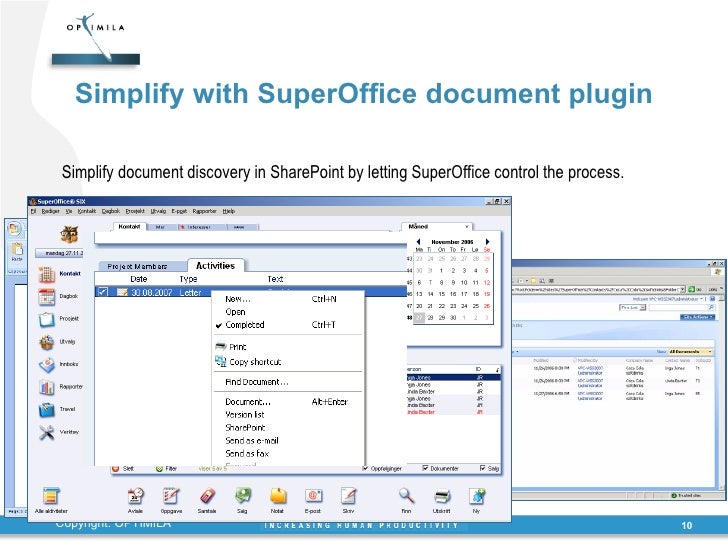 Optimila sharepoint superoffice integration