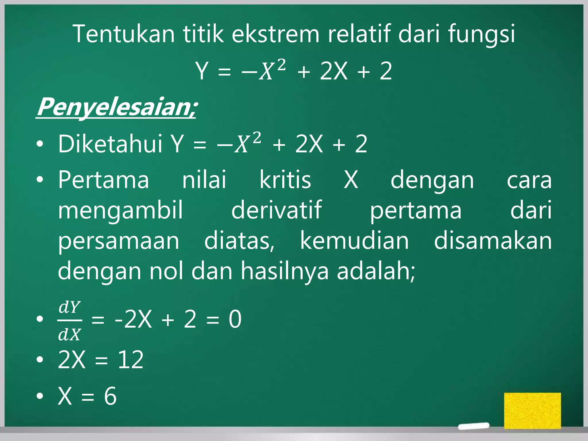 Optimisasi Fungsi Dengan Satu Variabel Bebas | PPTX