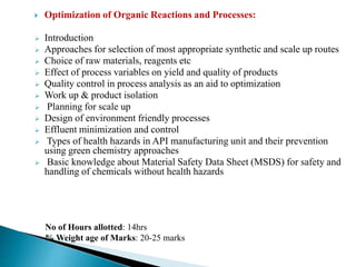 Optimisation of industrial process | PPTX | Chemistry | Science