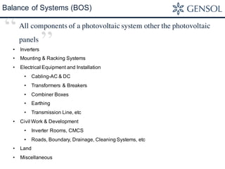 Optimisation of Balance of System (BOS) for Solar Projects | PDF