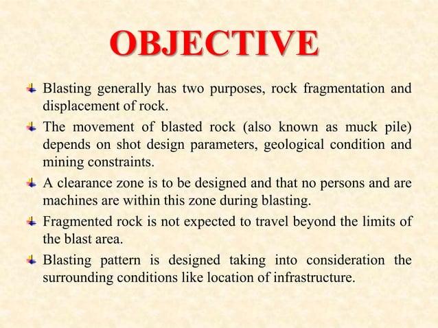 Optimisation of drilling and blasting focussing on fly rock | PPT ...