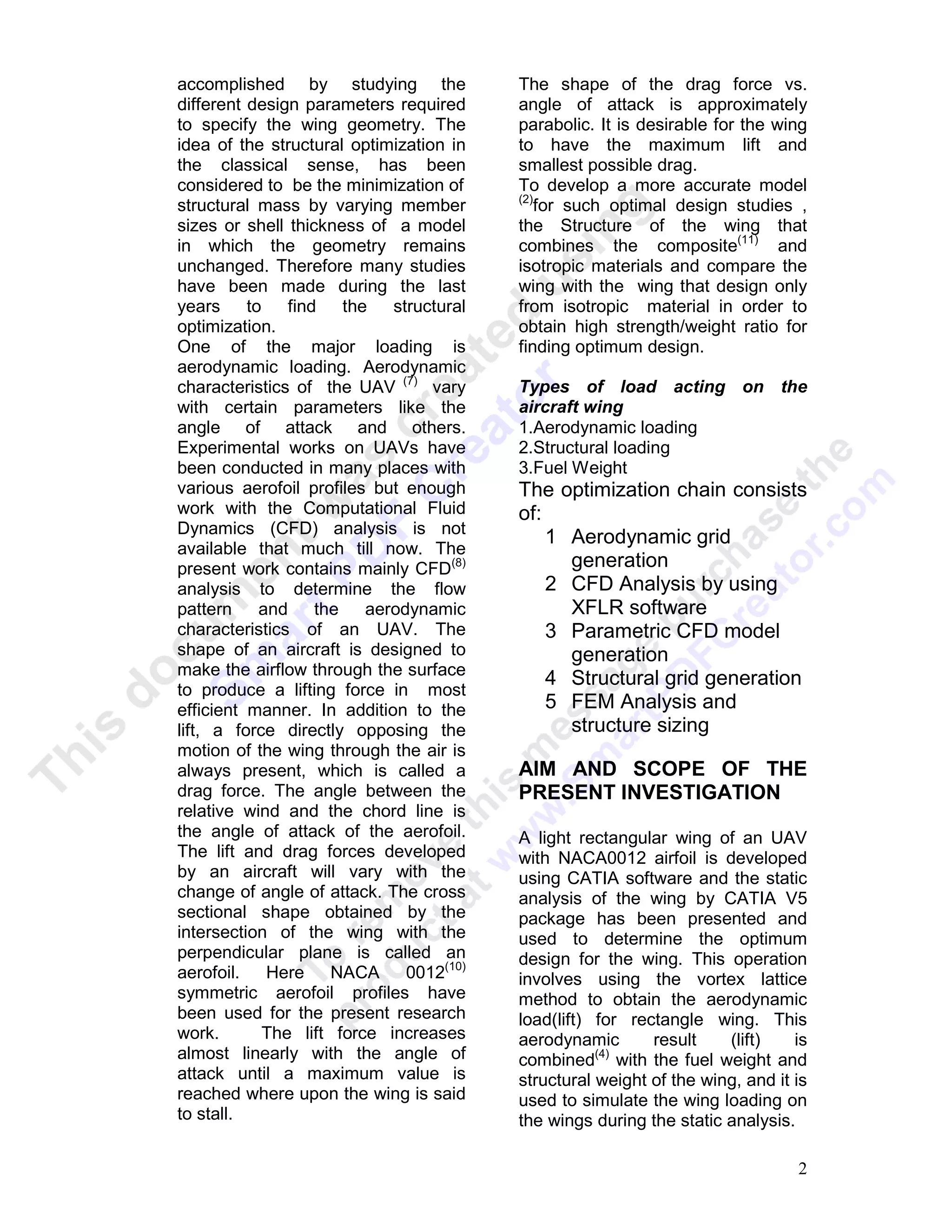 Optimisation of the design of uav wing j.alexander | PDF