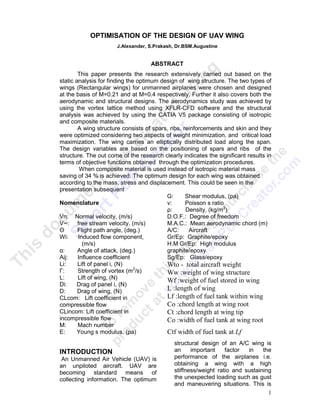 Optimisation of the design of uav wing j.alexander | PDF