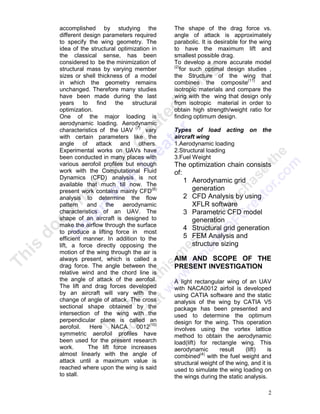 Optimisation of the design of uav wing j.alexander | PDF
