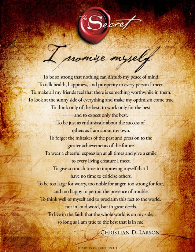 Optimists creed - The Secret