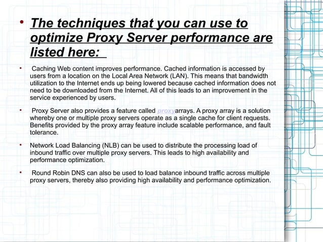 Optimiszing proxy | PPT | Web Hosting | Internet