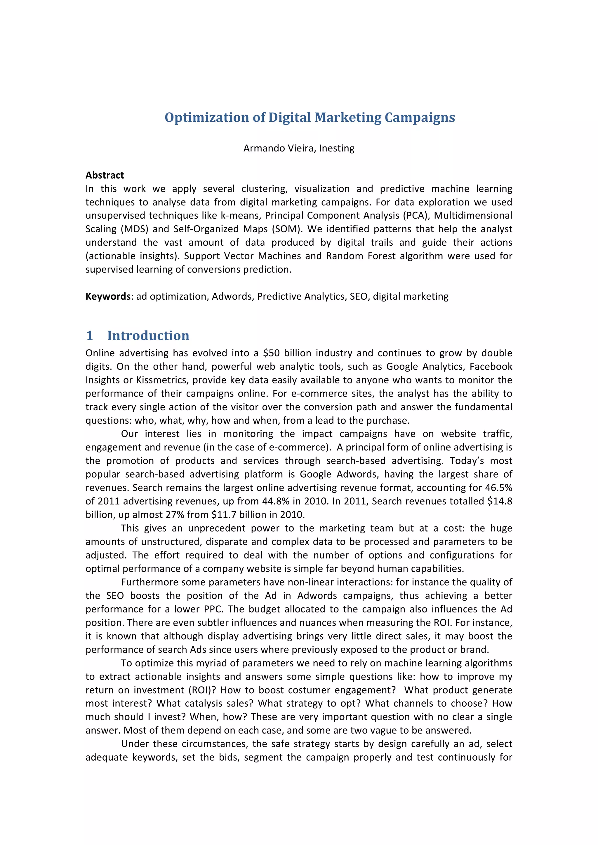 Optimization of digital marketing campaigns | PDF