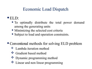 Static and dynamic Economic load dispatch | PPTX