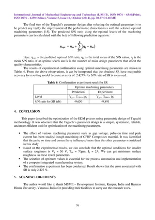 OPTIMIZATION OF MACHINING PARAMETERS IN EDM OF CFRP COMPOSITE USING TAGUCHI TECHNIQUE | PDF