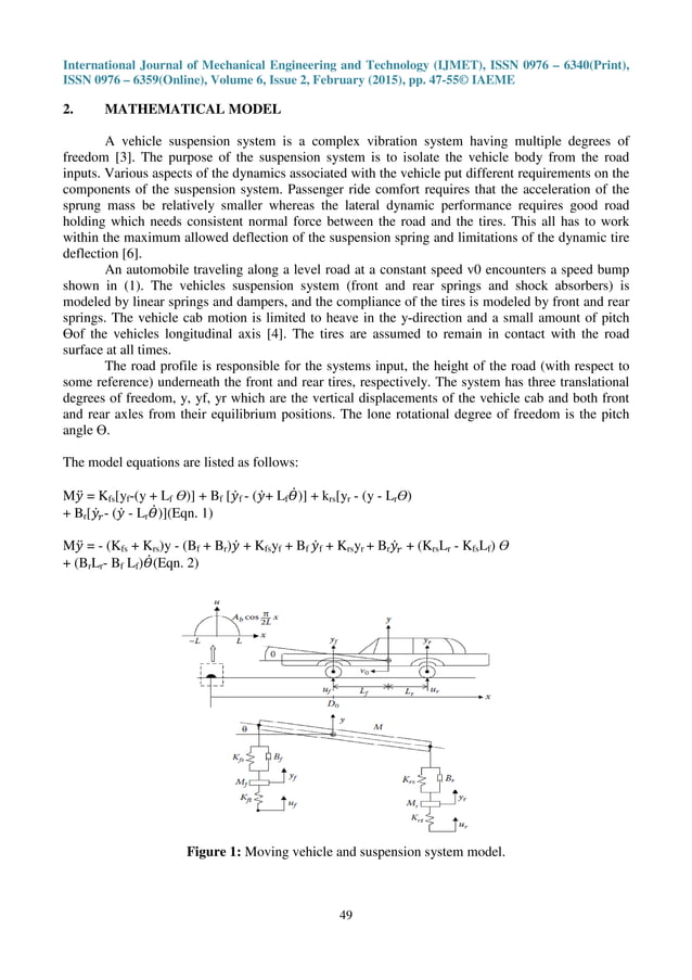 Optimization of vehicle suspension system using genetic algorithm | PDF