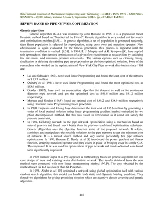 OPTIMIZATION TECHNIQUES FOR WATER SUPPLY NETWORK: A CRITICAL REVIEW | PDF