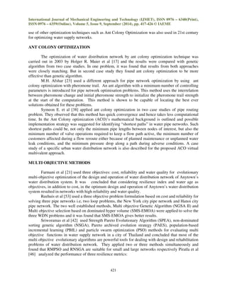 OPTIMIZATION TECHNIQUES FOR WATER SUPPLY NETWORK: A CRITICAL REVIEW | PDF