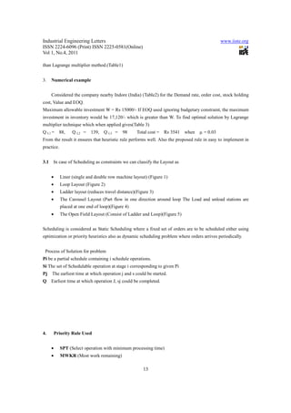 Optimization by heuristic procedure of scheduling constraints in manufacturing system | PDF